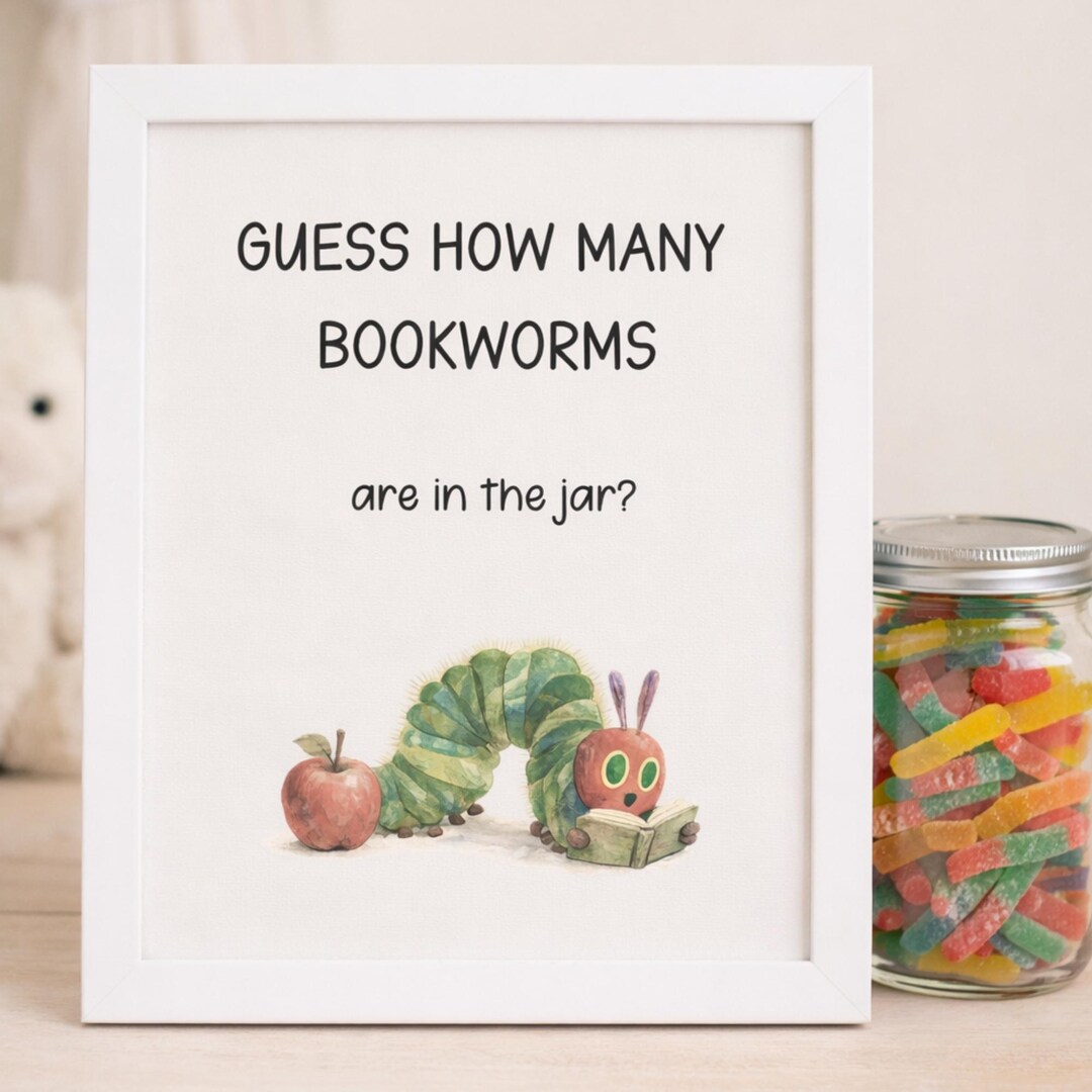 Baby Shower Guessing Game, Storybook Theme Bookworms Sign (digital ...