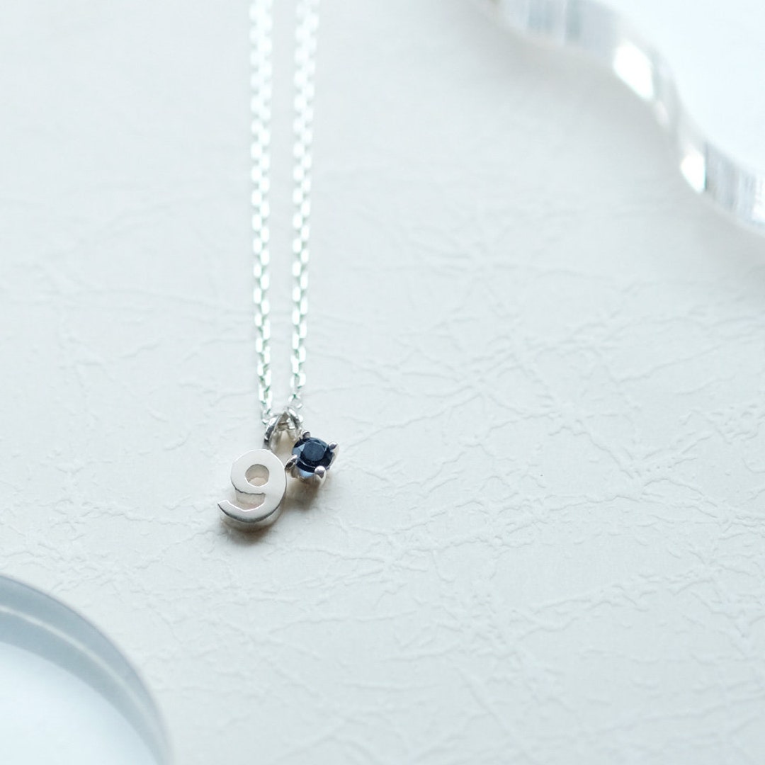 Number 9 Necklace Sapphire Necklace 925 Sterling Silver Dainty Necklace ...