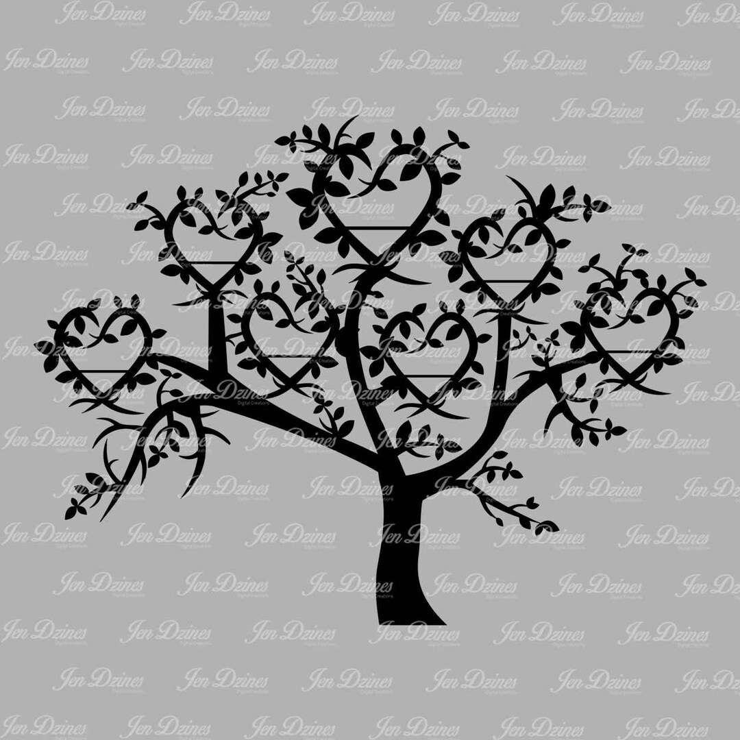 Family Tree 7 Names SVG DXF EPS Cutting File - Etsy