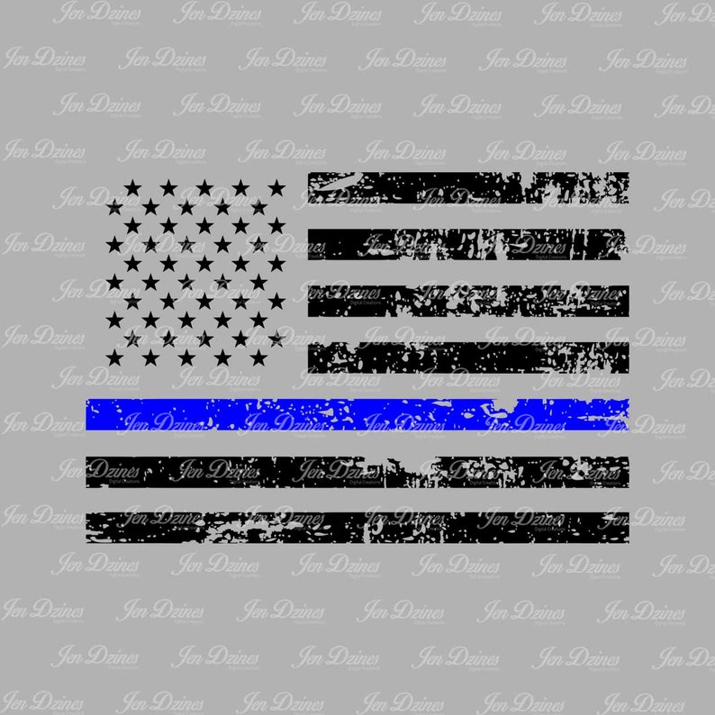 Blue Line Distressed Flag SVG DXF EPS Cutting File - Etsy