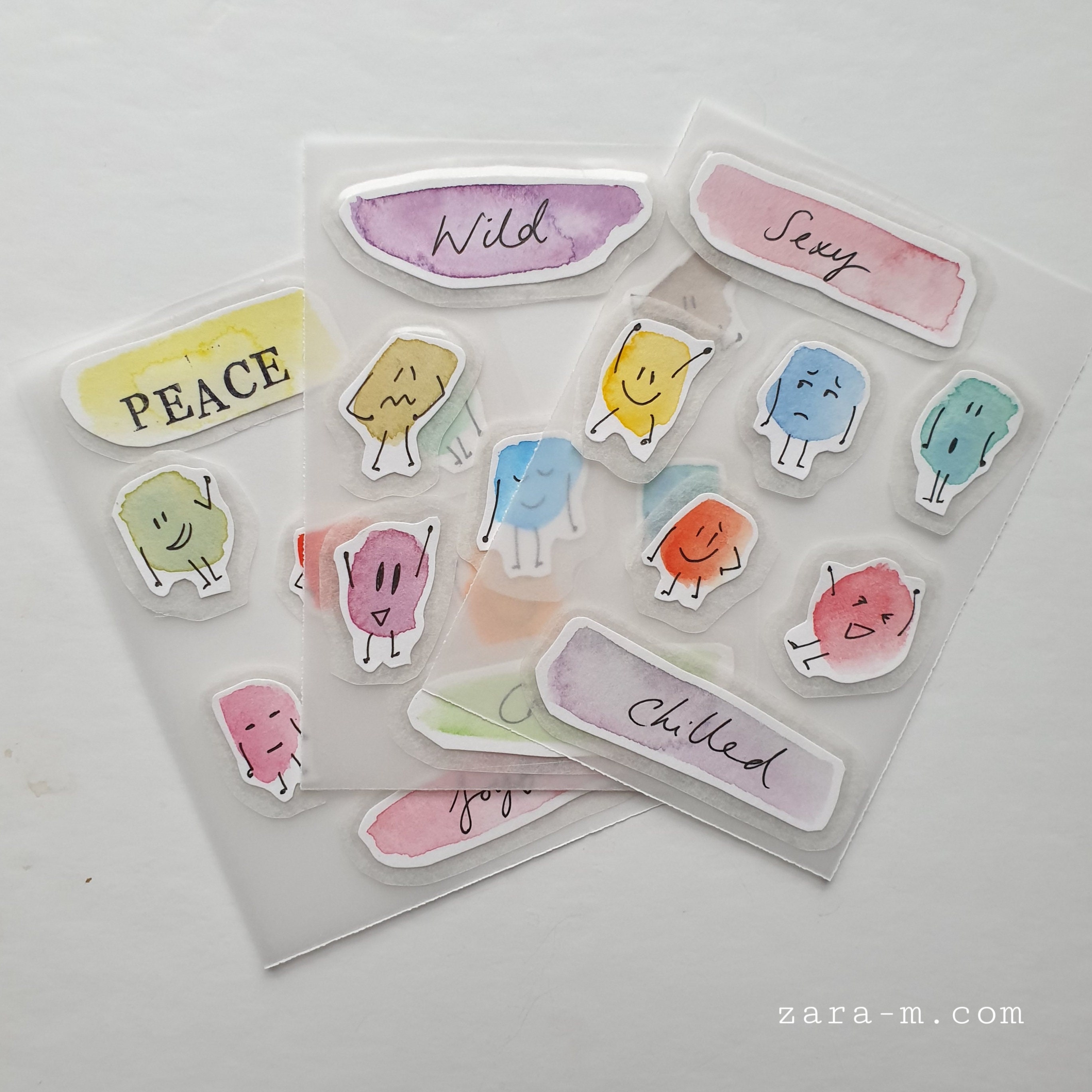Watercolour Mood Stickers Handmade for Journals and Planners | Etsy