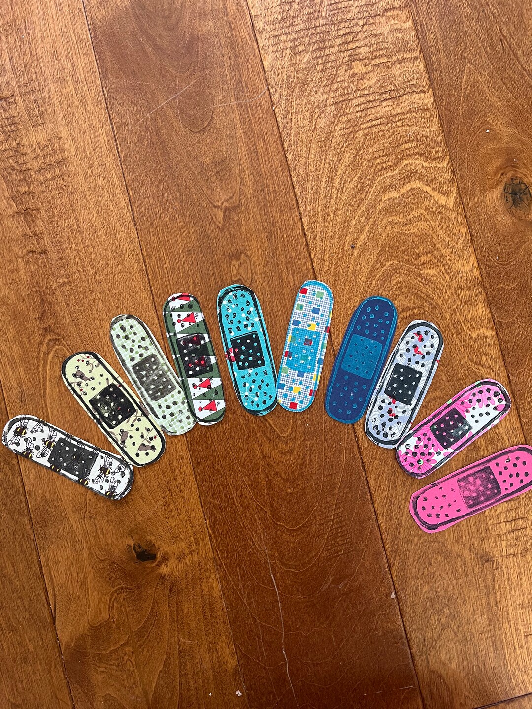 10 Band-aid Patches--diy Iron-on Patches--set 7--linocut Block Print ...