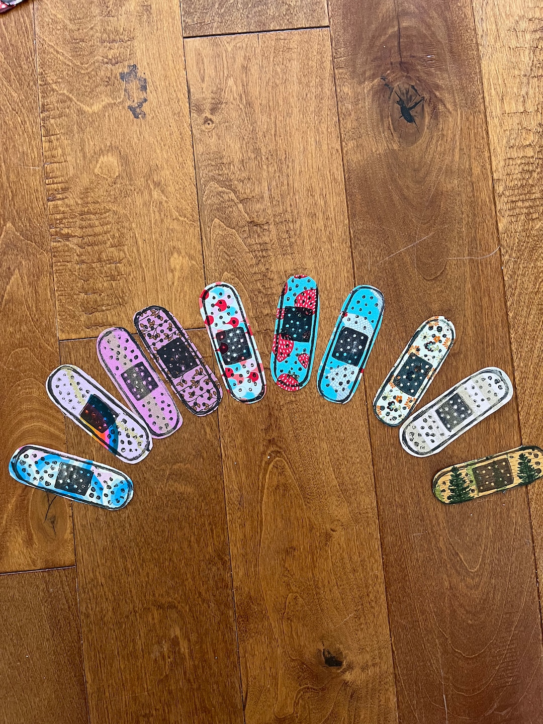 10 Band-aid Patches--diy Iron-on Patches--set 9--linocut Block Print ...