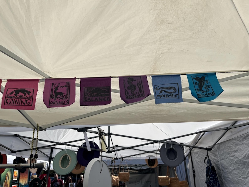 12 SPIRIT ANIMAL Prayer Flags--set 2--house Warming--wind Prayers - Etsy