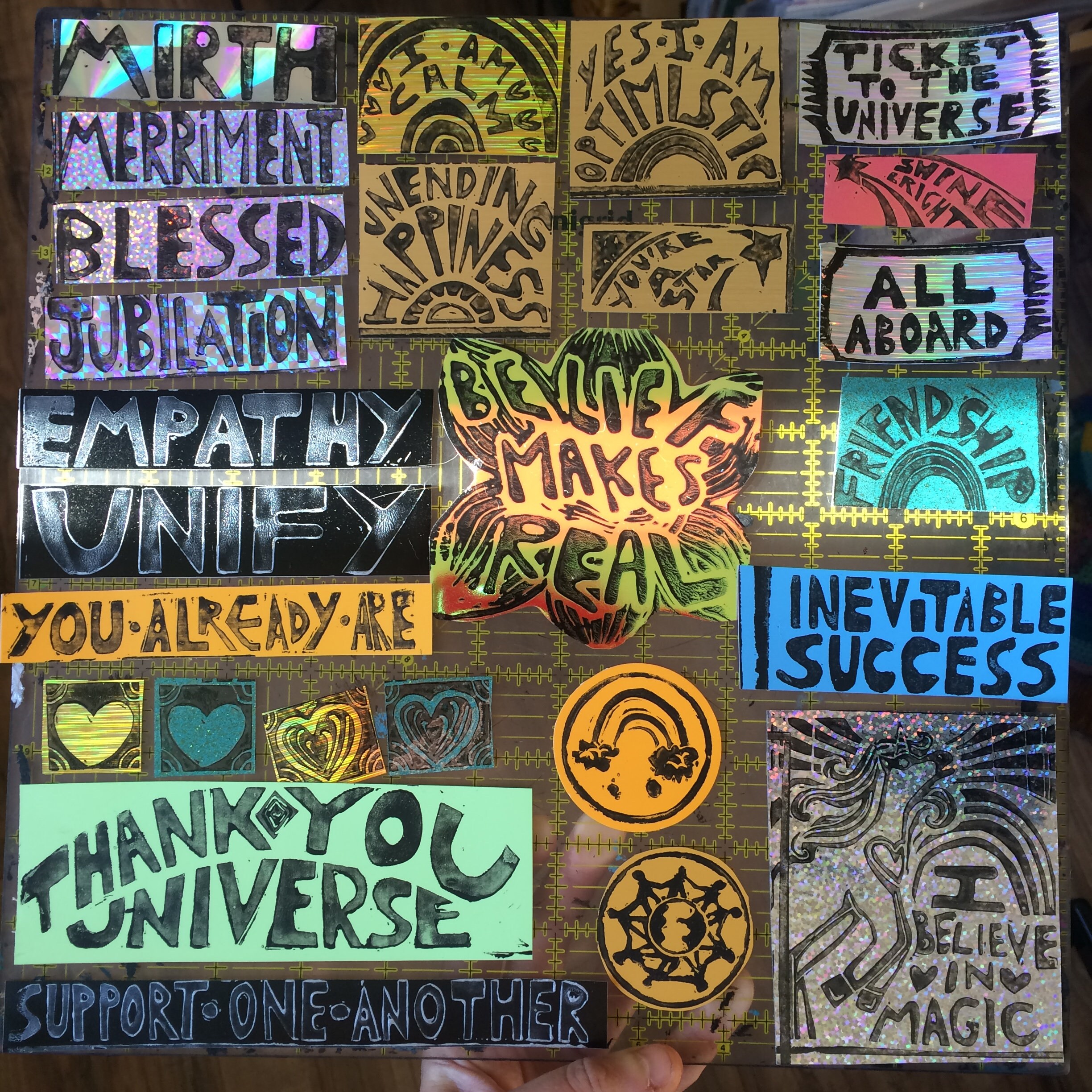 15 Holographic/matte SPIRITUAL SUPPORT Sticker Pack Linocut | Etsy