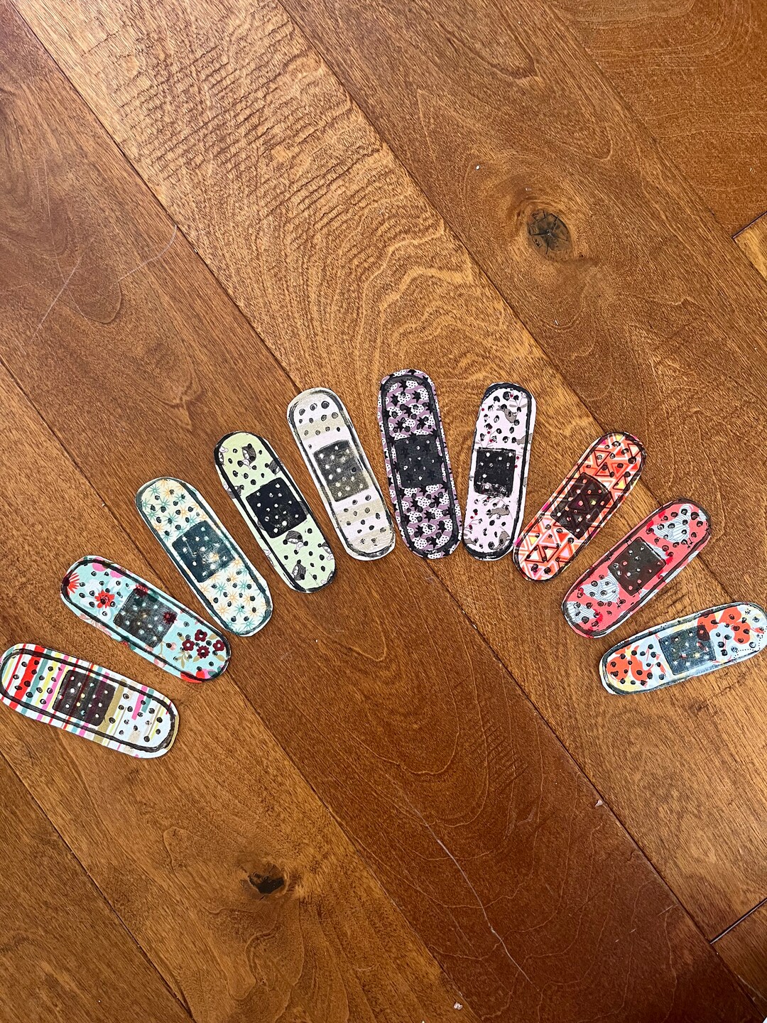 10 Band-aid Patches--diy Iron-on Patches--set 5--linocut Block Print ...