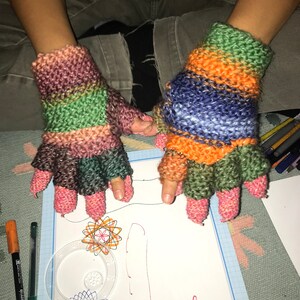 Nubby Multicolor Glove with Finger Extensions - Etsy