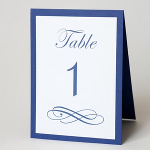 Navy Table Numbers - Wedding Table Decor - Calligraphy - Blue Tent Card ...