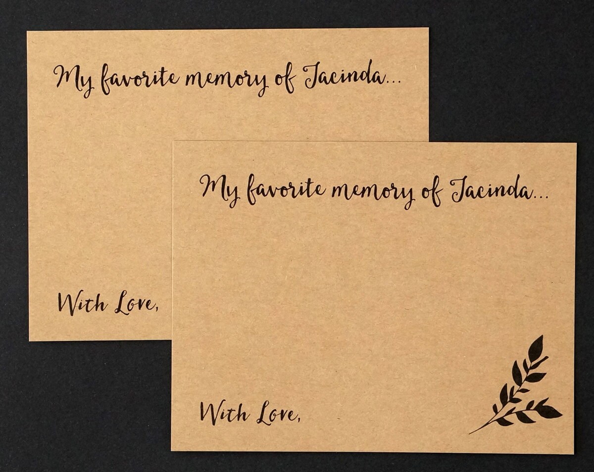 Celebration of Life My Favorite Memory of Card - Etsy