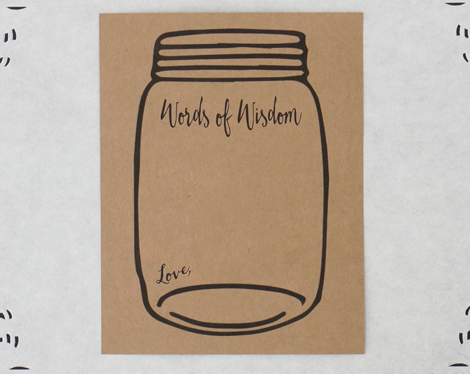 Words of Wisdom Cards - Mason Jar - Wedding Advice Card - Kraft Brown ...