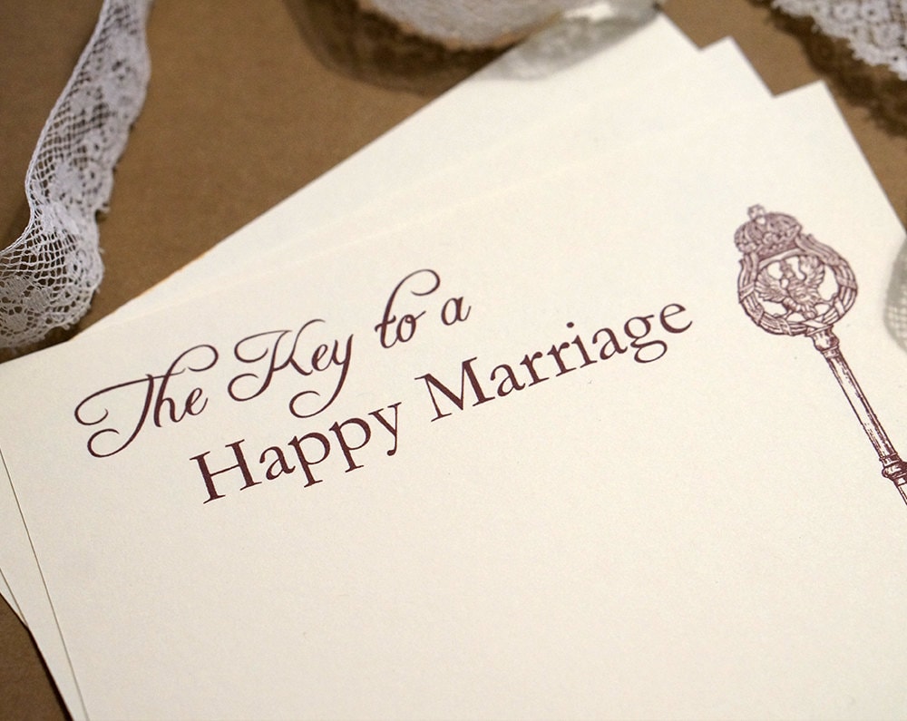 Key to a Happy Marriage Wedding Advice Cards Vintage Key | Etsy