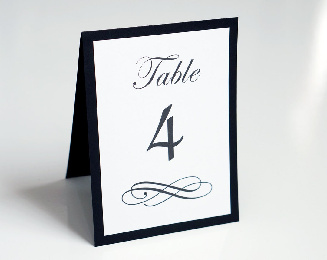 Wedding Table Numbers - Scripted - Event Table Number - Black & White ...