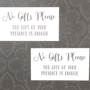 No Gifts Please - Adult Birthday - Invitation Insert - Enclosure Cards ...