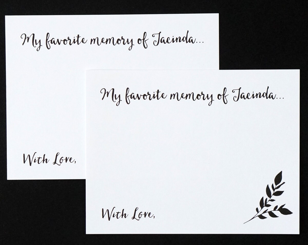 Celebration of Life My Favorite Memory of Card - Etsy