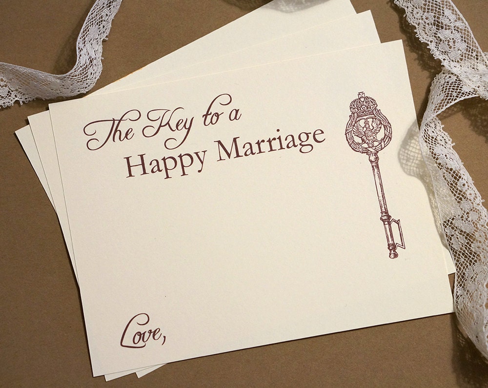 Key to a Happy Marriage Wedding Advice Cards Vintage Key | Etsy