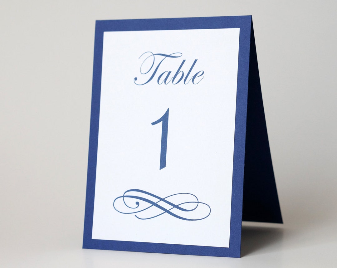 Navy Table Numbers - Wedding Table Decor - Calligraphy - Blue Tent Card ...