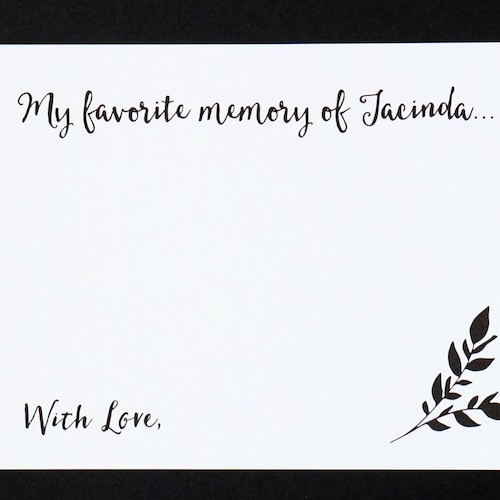 My Favorite Memory Personalized Memorial Cards for | Etsy