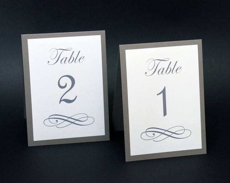 Grey Table Numbers - Rehearsal Dinner Decoration - Wedding Table Number ...