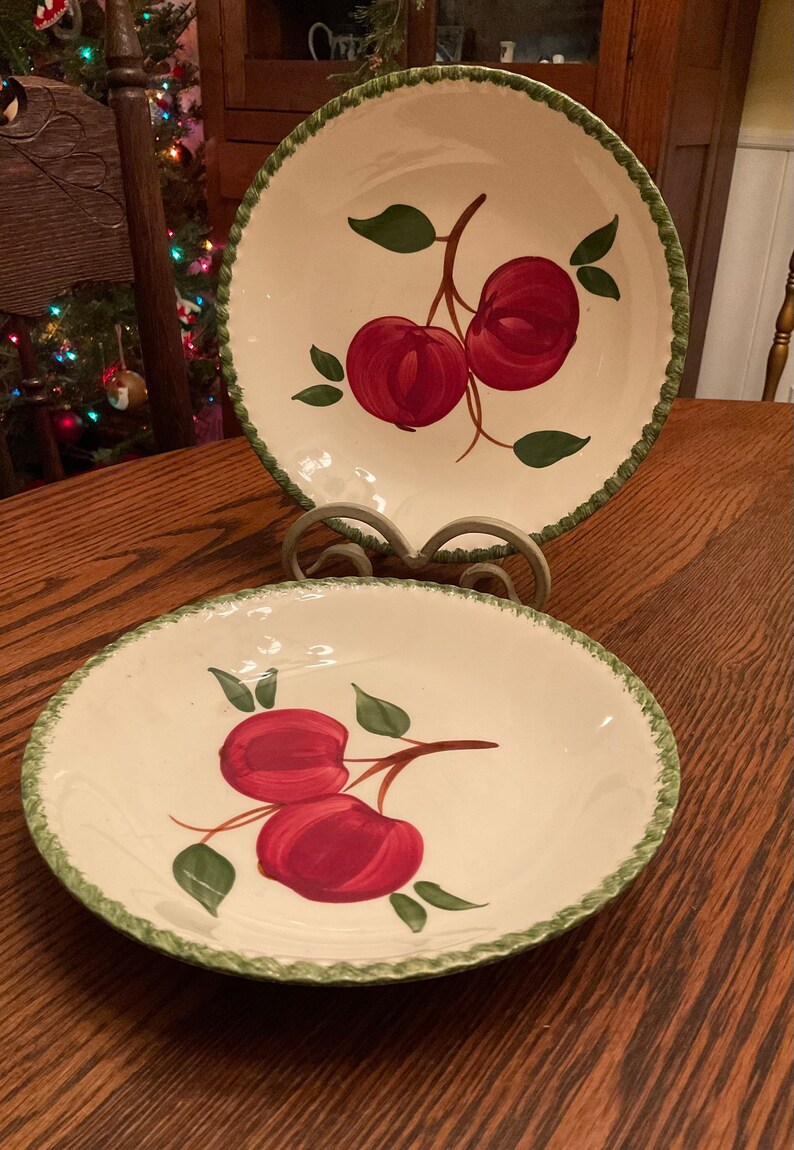 2 Vintage Blue Ridge Southern Potteries Quaker Apple Soup Bowls Made in ...