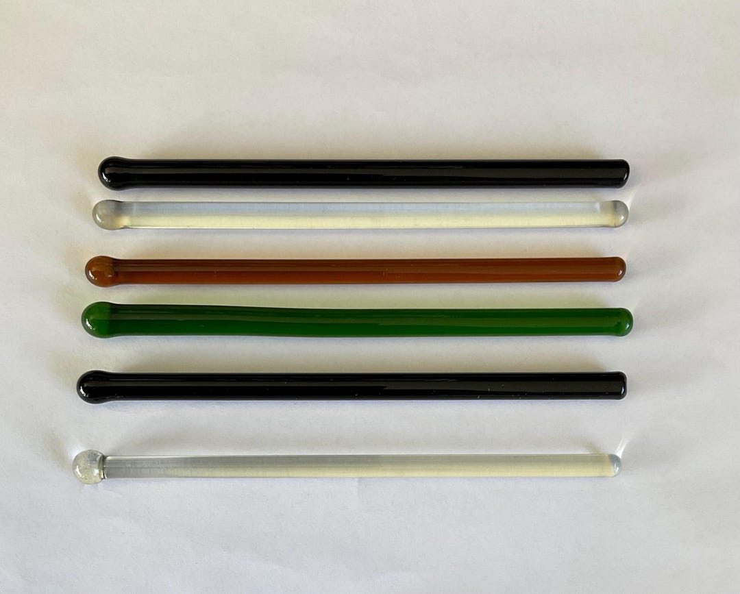 6 Vintage Glass Stirrers Swizzle Sticks...assorted Colors…vintage Bar ...