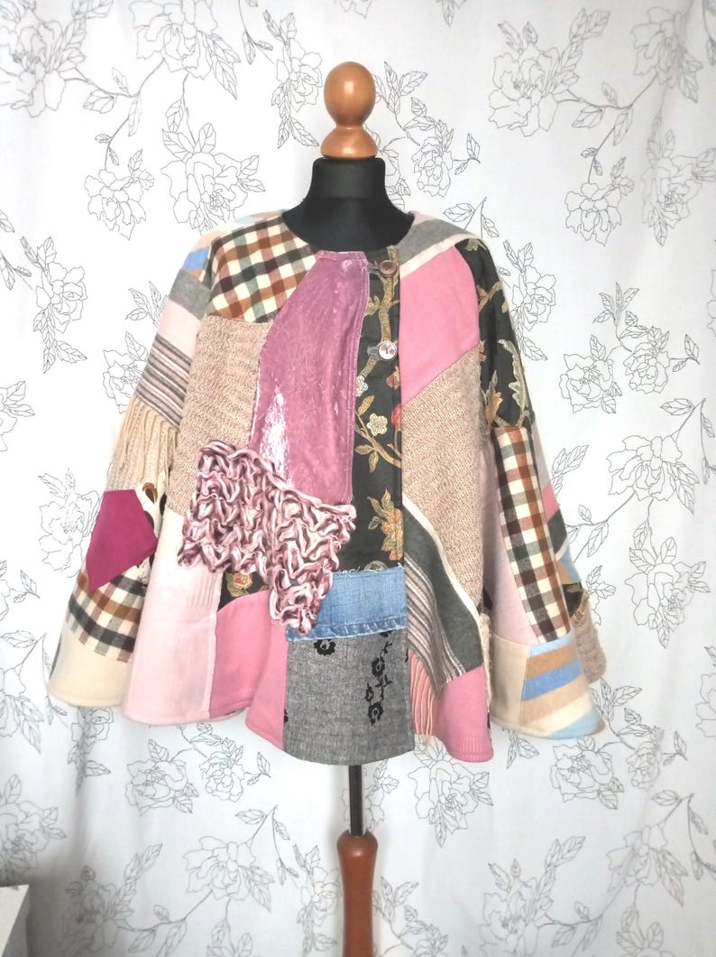 Patchwork Cape, Patchwork Poncho, Winter Wrap , Textil Art Clothes ...
