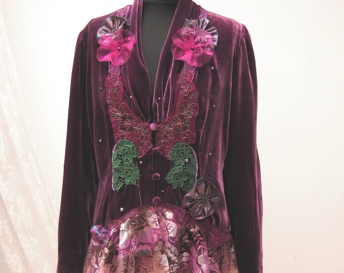 Velvet Ornate Jacket, Upcycled Jacket, Violet Hand Decorated Jacket ...