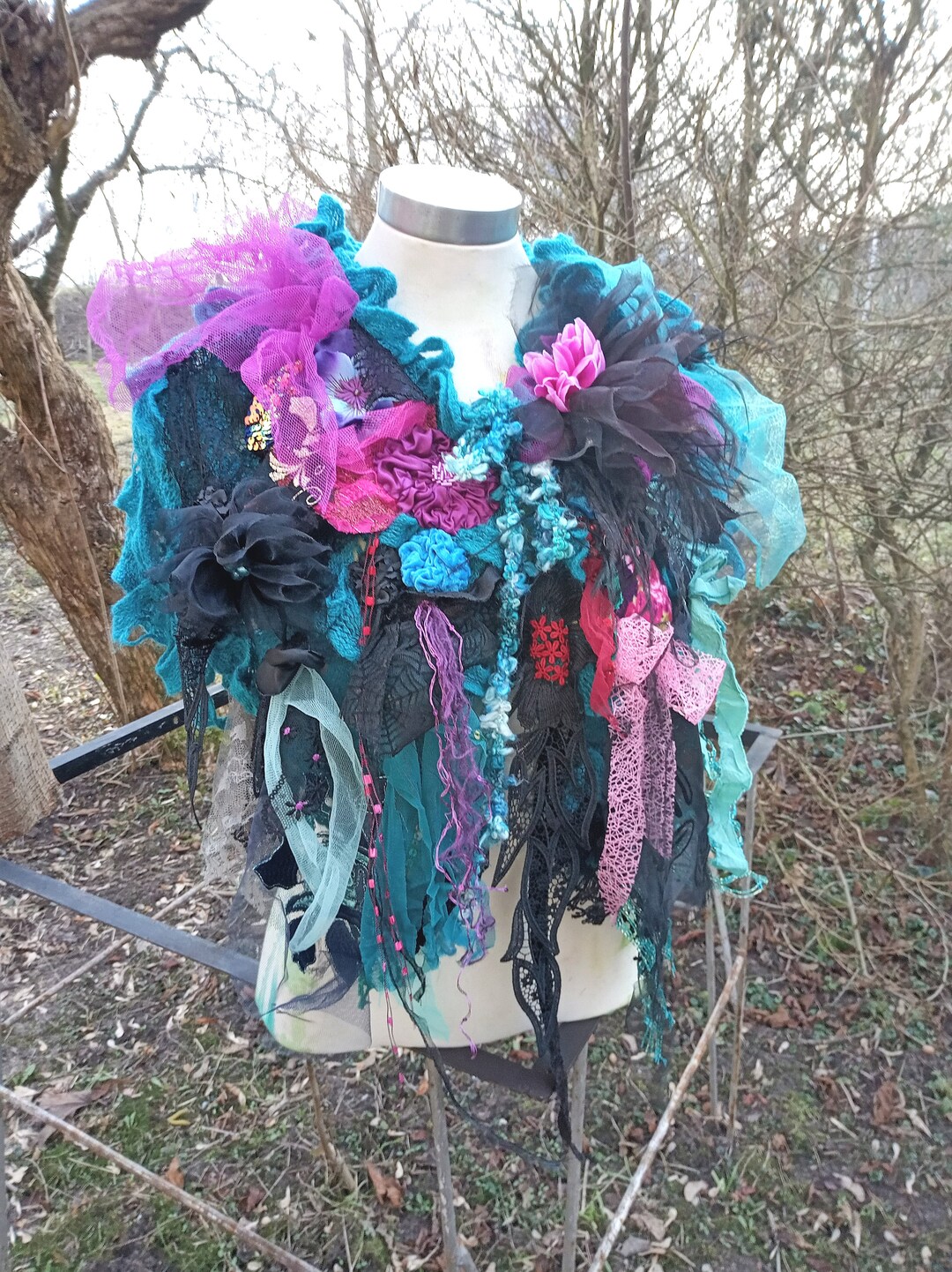 Art Bolero-shawl. Ornate Scarf ,gypsy Romantic, Bohemian Shawl ...