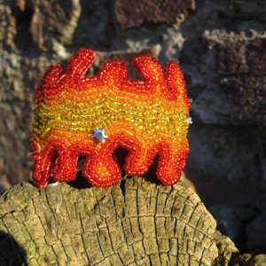 FIRE FIRE!! Wonderful Bead Embroidery Bracelet, Wild and Romantic - Etsy