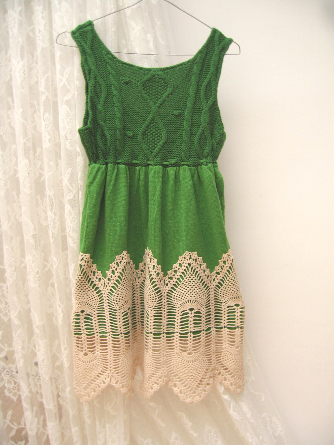 Shabby Chic Green Tunic, Gypsy Blouse, Upcycled Clothing, Boho Reworked ...