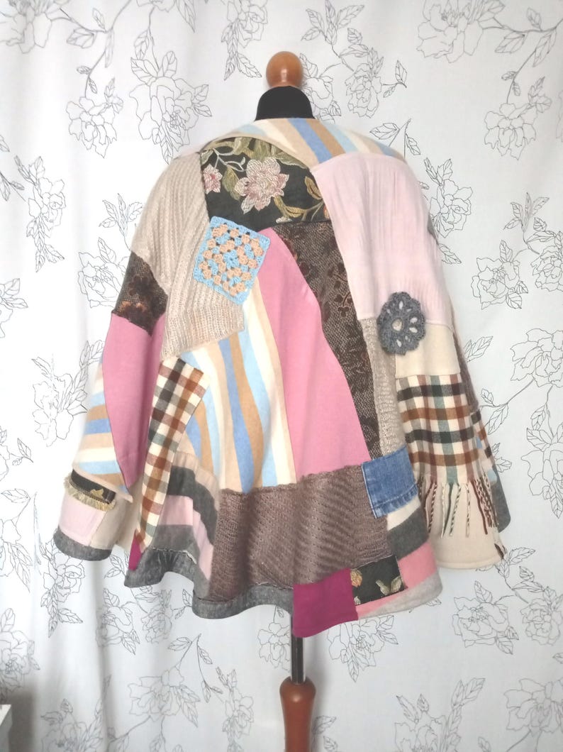 Patchwork Cape Poncho • Upcycled Wool Sweater Wrap • Winter Boho Shawl ...