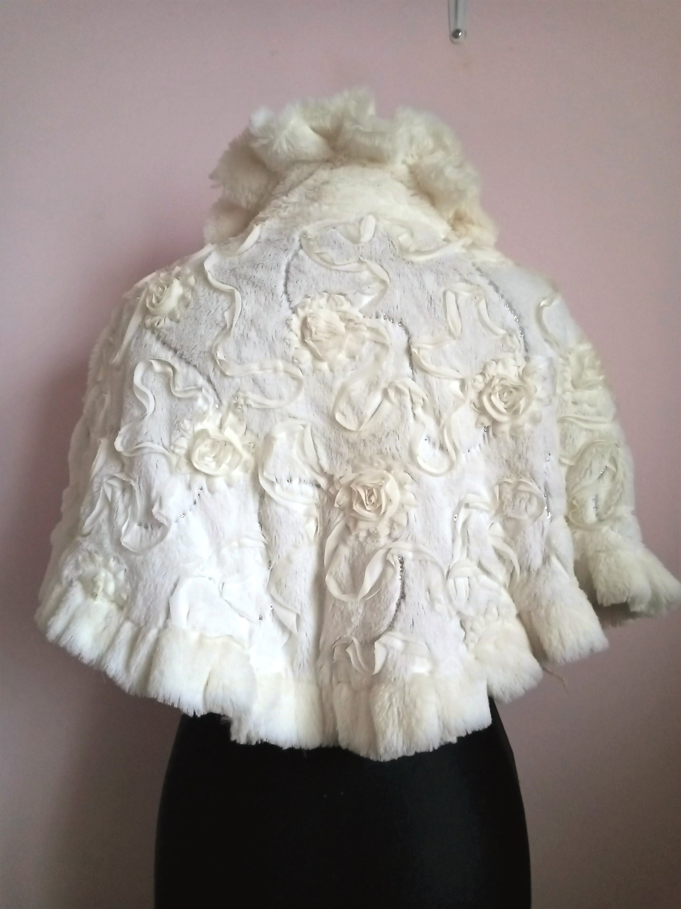 Shabby Chic Shrug, Faux Fur Shrug , Romantic Cream Artwork, Textile ...