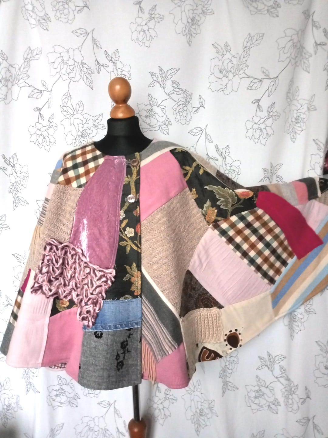 Patchwork Cape, Patchwork Poncho, Winter Wrap , Textil Art Clothes ...