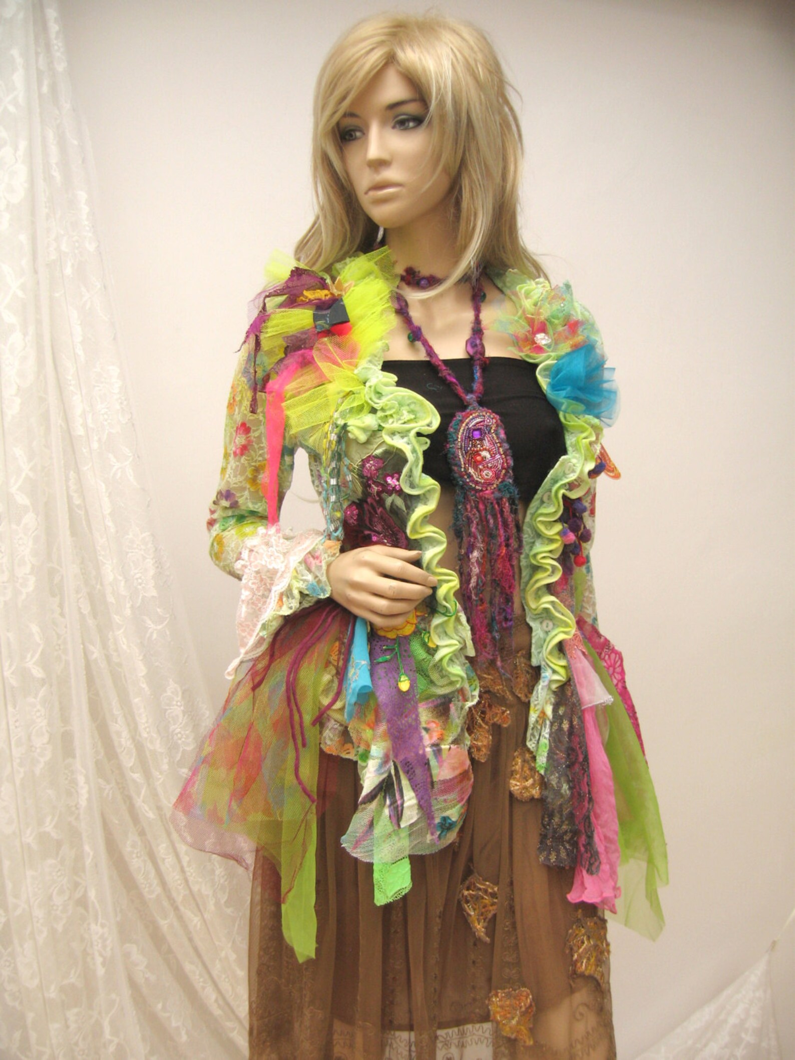 Art Lace Jacket, Bohemian Jacket, Reworked Lace Gypsy Jacket, Fairy ...