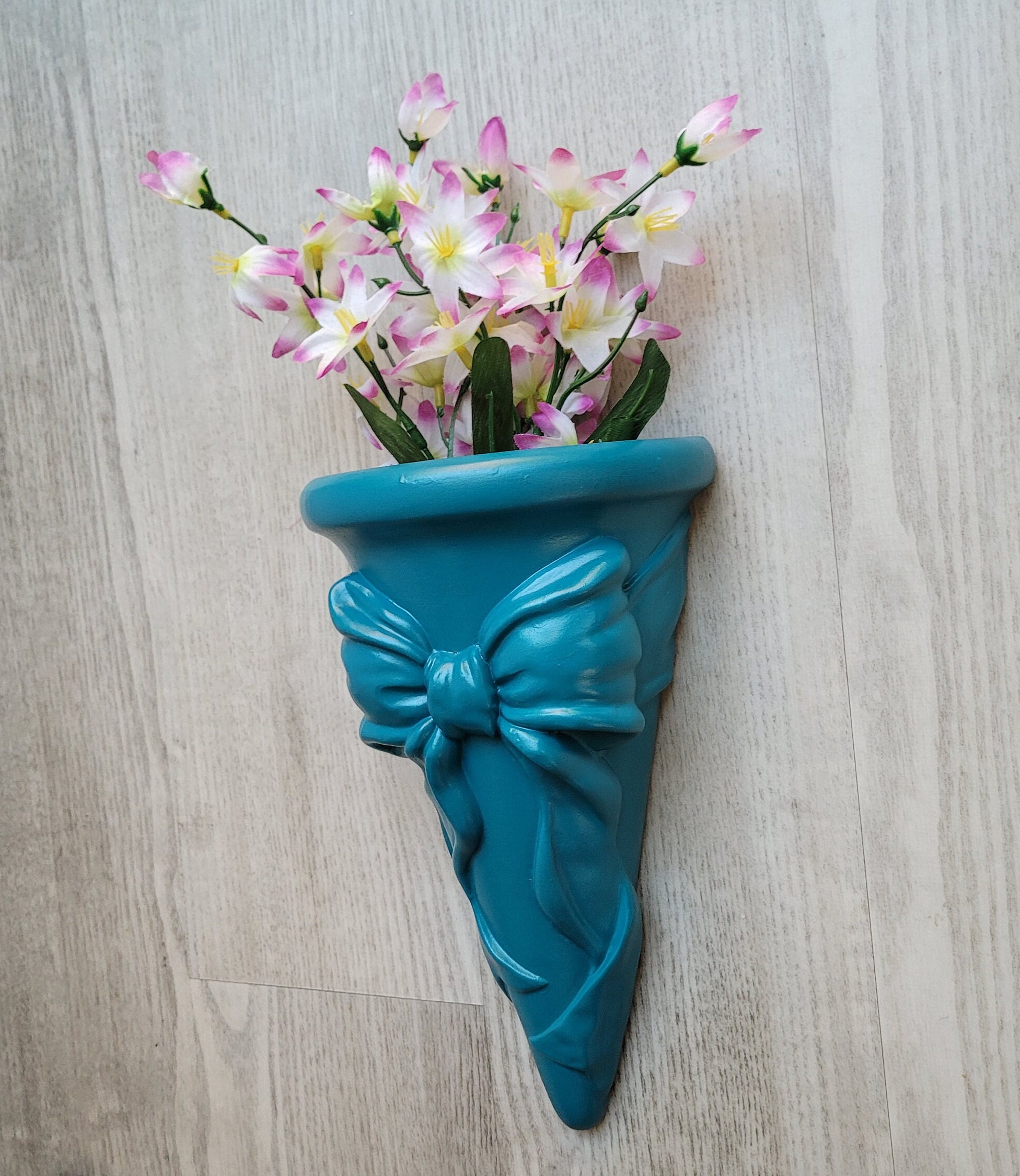 Blue Wall Pocket Vase Ceramic Wall Pocket for Flowers or - Etsy