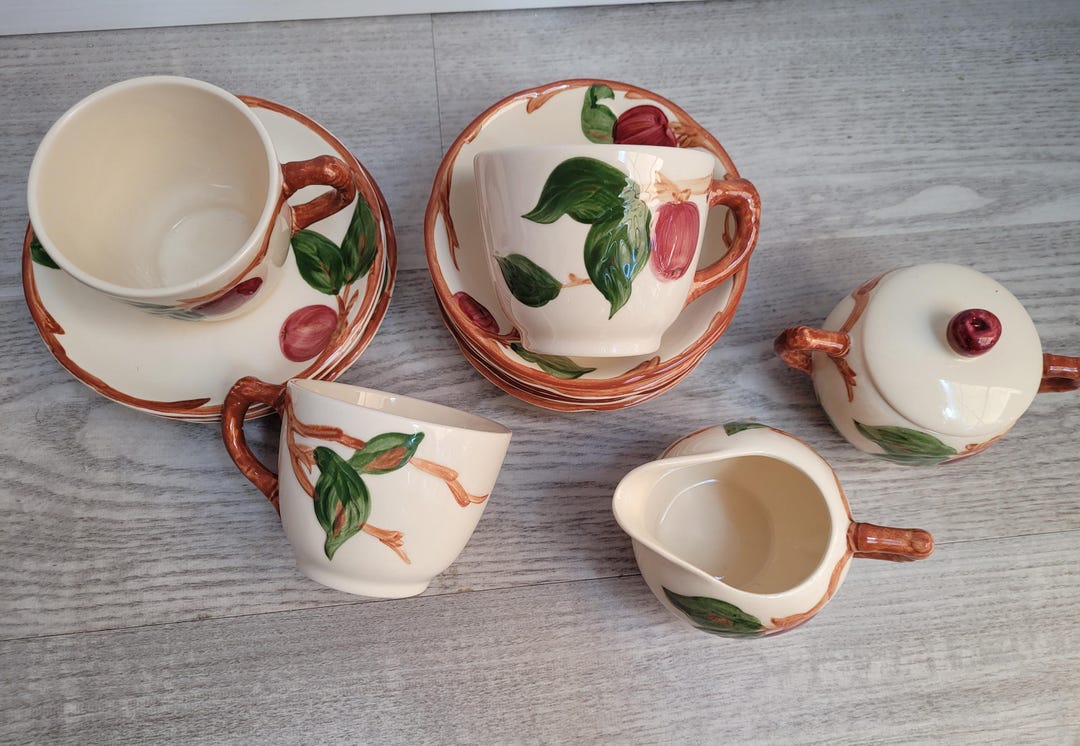 Vintage Franciscan Apple Tea Set Sugar Bowls Creamers Cups & Bowls ...