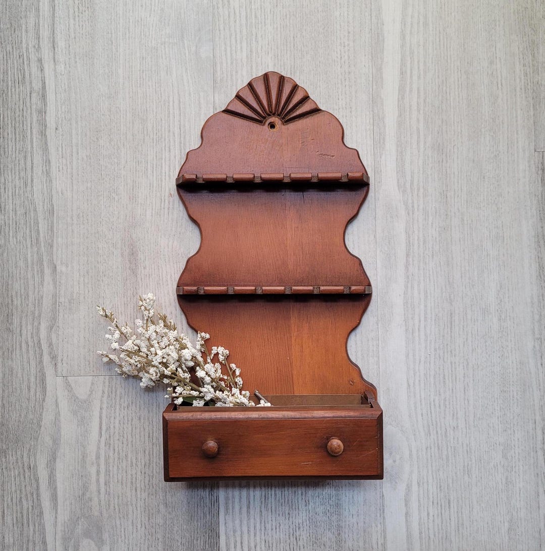 Vintage Spoon Rack SEE FLAW Wood Spoon Rack With Pocket Base Spoon ...