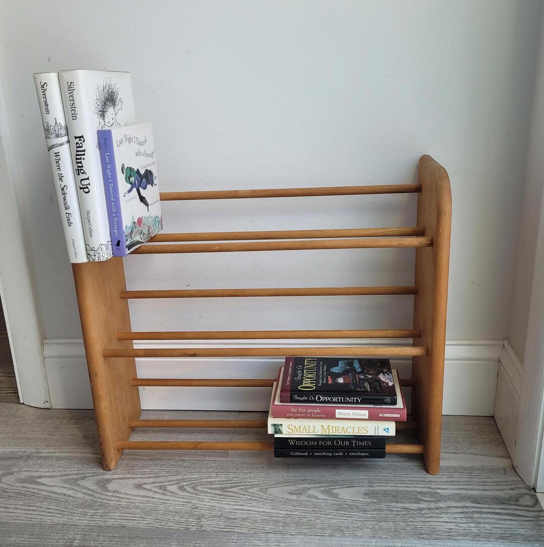 Vintage Reference Book Rack 3 TIER Book Racks Wood Tabletop or Wall ...