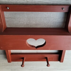 Vintage Wall Shelf With Heart Cut Out Shelf With Pegs Vintage Display ...