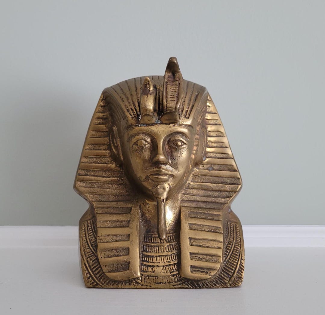 Vintage Brass Egyptian Bust Sculpture - King Tut Brass Bust - Pharaoh ...