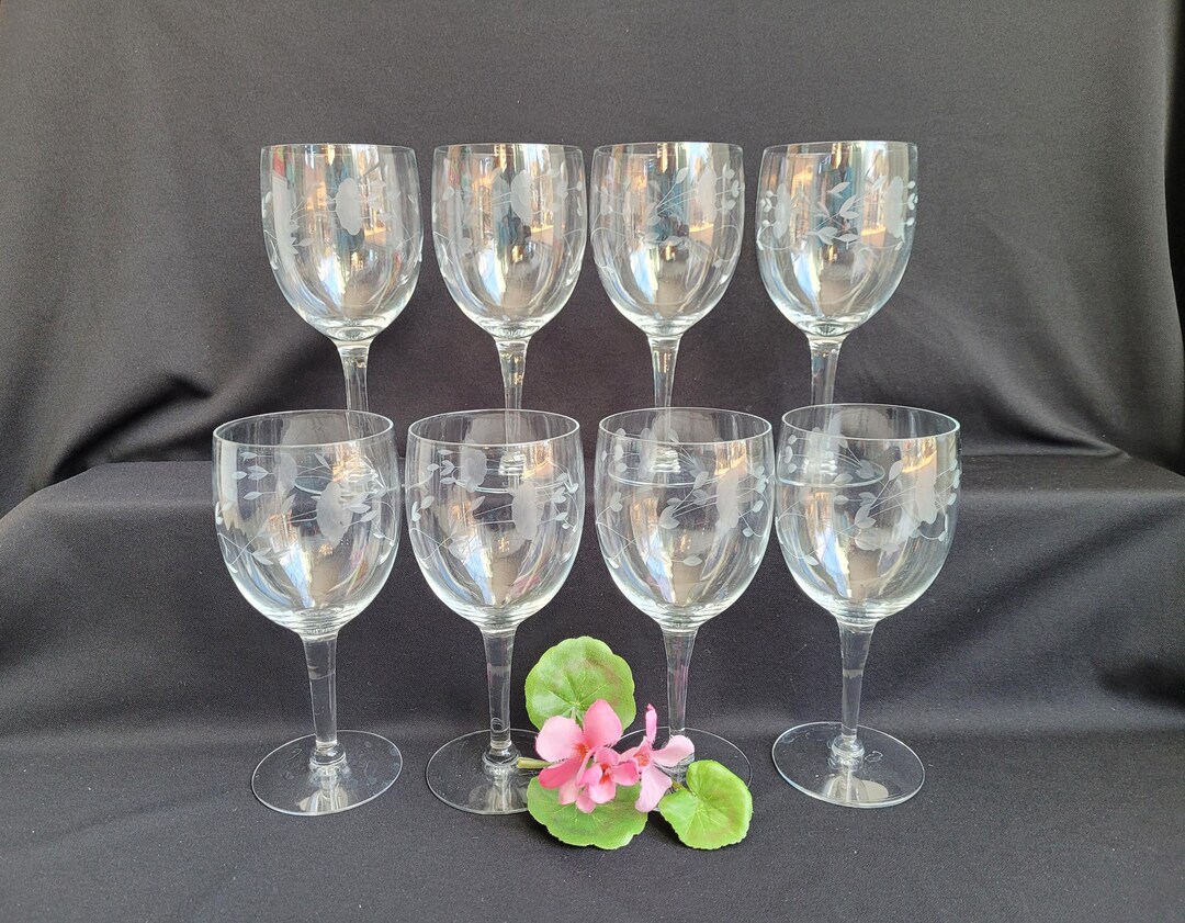 Princess House Wine Glasses 8 Heritage Pattern Stemmed Glasses Vintage ...