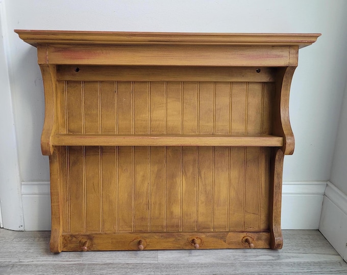 Wood Shelf With 4 Pegs Vintage Wall Shelves Knick Knack Shelves Country ...