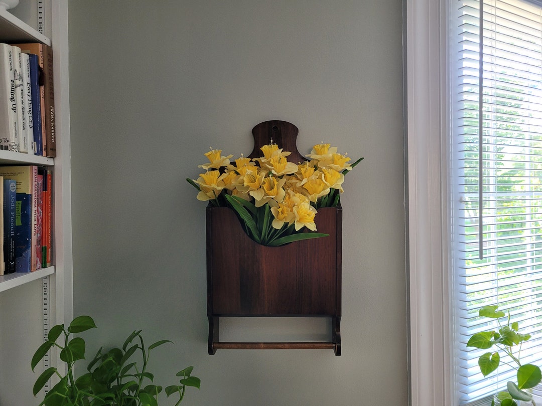 Vintage Wood Wall Pocket With Towel Bar Unique Wall Decor Vintage Home ...