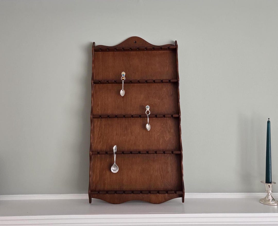 Spoon Rack Large Vintage Wood Spoon Rack Holds 50 Spoons Display ...