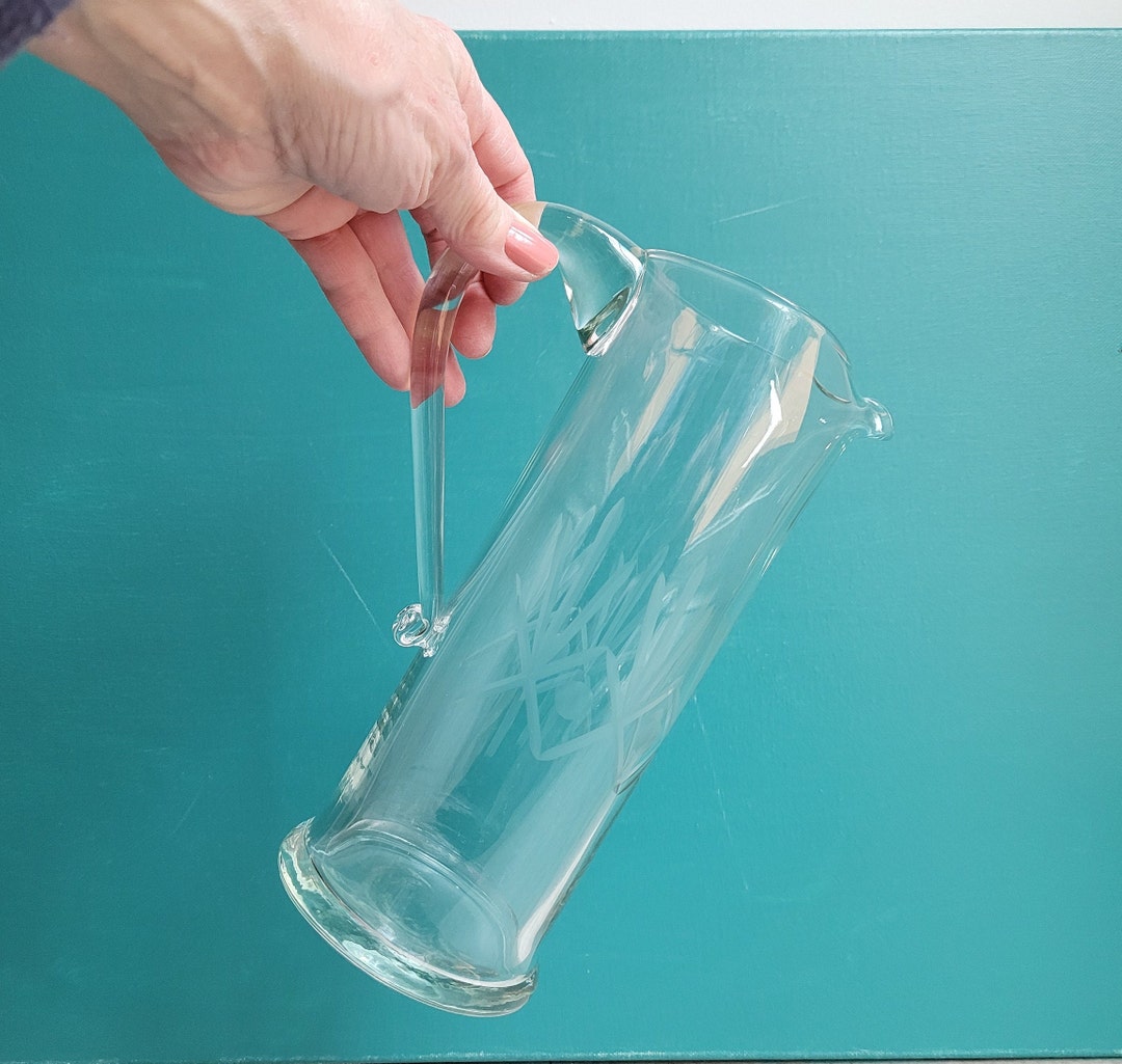 Glass Pitcher Slender Glass Pitchers Bar Cart Pitchers Vintage Pitchers ...