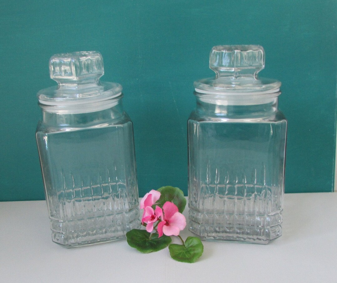 Large Glass jars ONE Square candy jars with lids Display jars craft ...