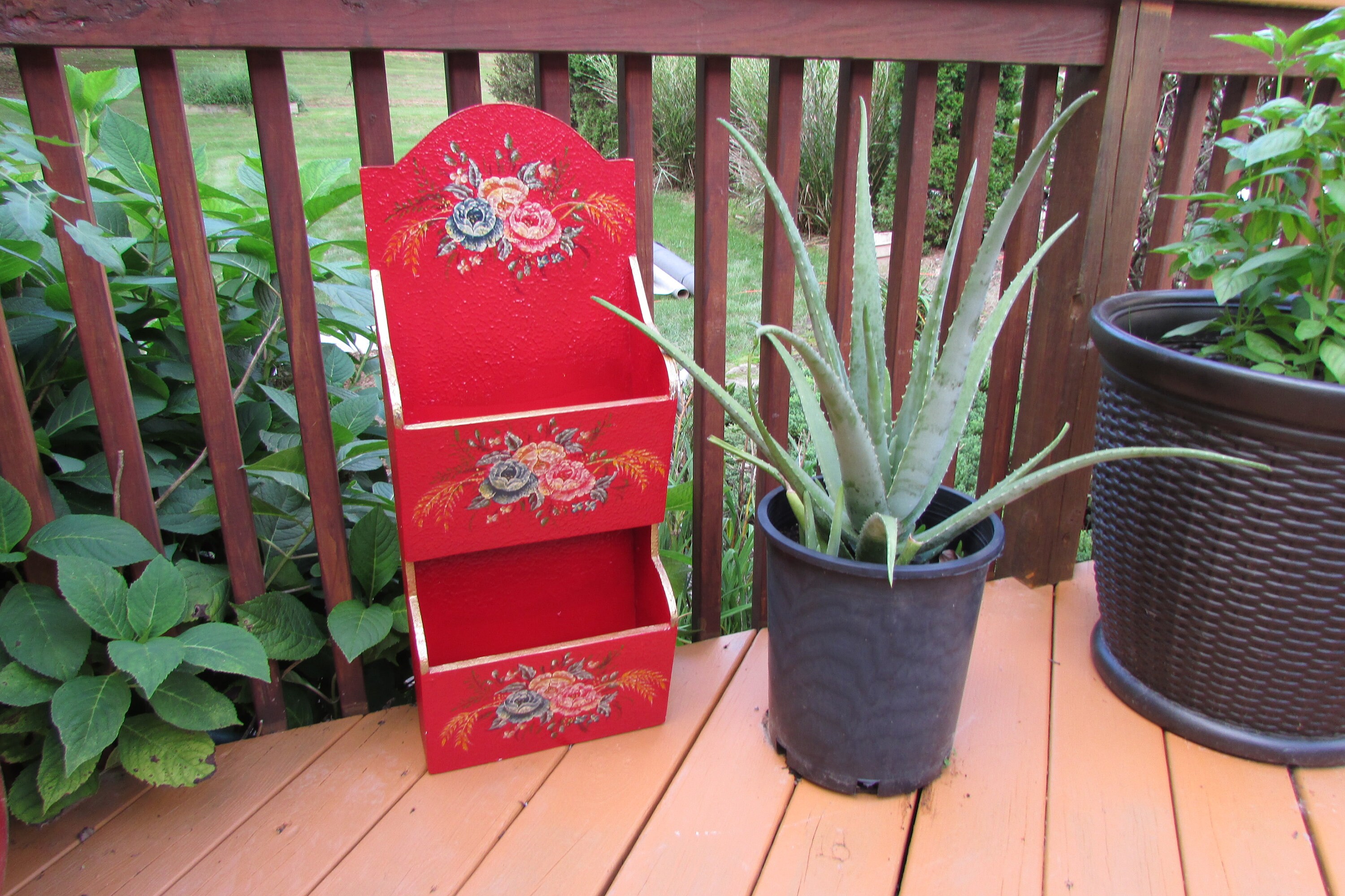 Wall Pocket-red Floral Wall Pocket-red Cottage Home Decor - Etsy Singapore