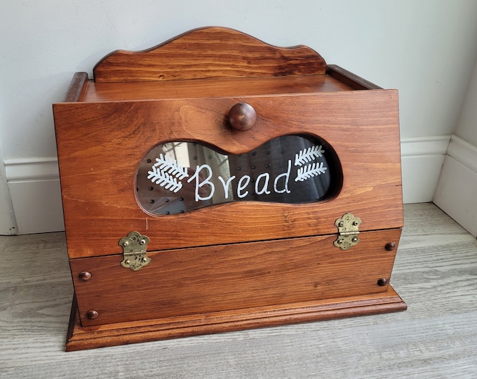 Vintage Bread Box Wood Bread Box Wood Kitchen Counter Storage for Bread ...