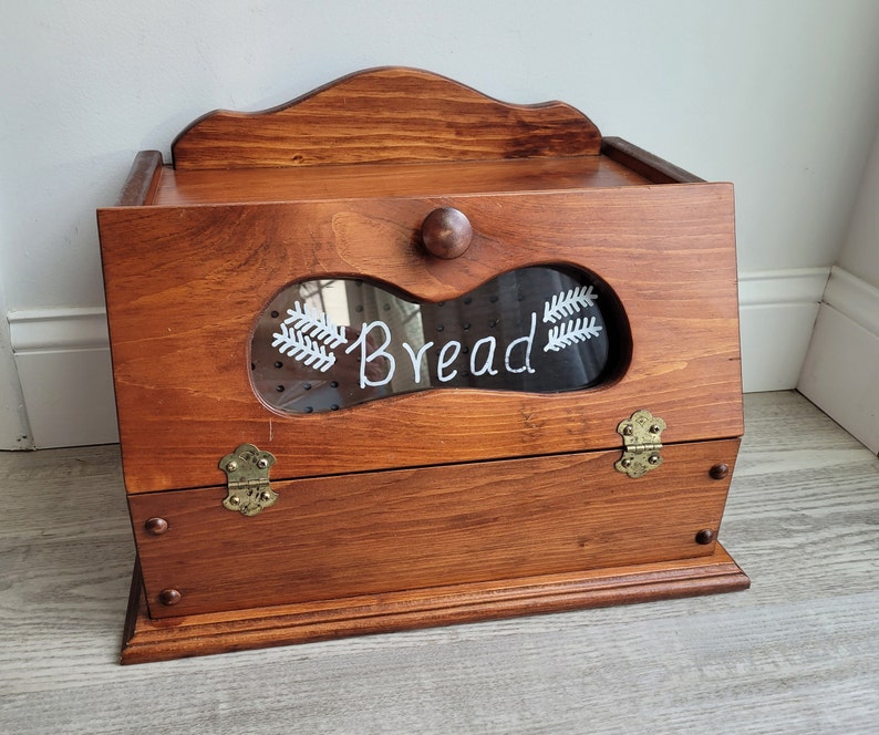 Vintage Wood Bread Box: Farmhouse Kitchen Storage Vintage Bread Boxes ...
