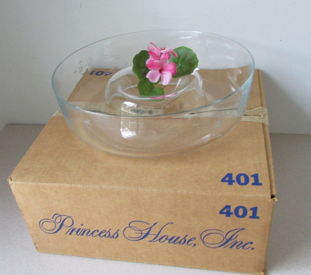 Princess House Chip and Dip Bowl Crystal Glassware Pretty Serving Bowls ...