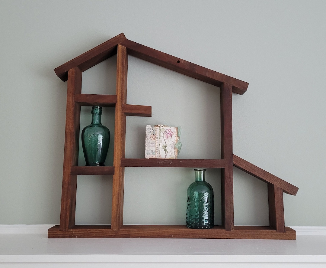 Wood House Shaped Shelf Wood Shelves Cubby Shelves Vintage Display ...